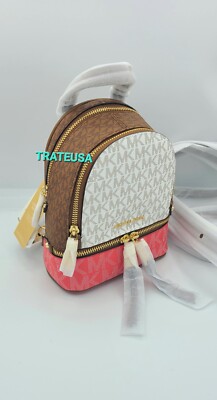 Michael Kors Rhea Extra Small MK Logo Backpack Messenger Dahlia Multi ...