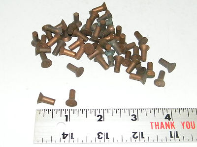 50 Vintage Countersunk Solid Copper Brake Clutch Rivets 1/2 Tall x 3/16 ...