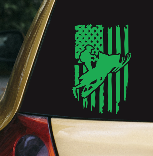 Jumping Snowmobile Flag Decal Stickers Truck Trailer Window Wall | eBay