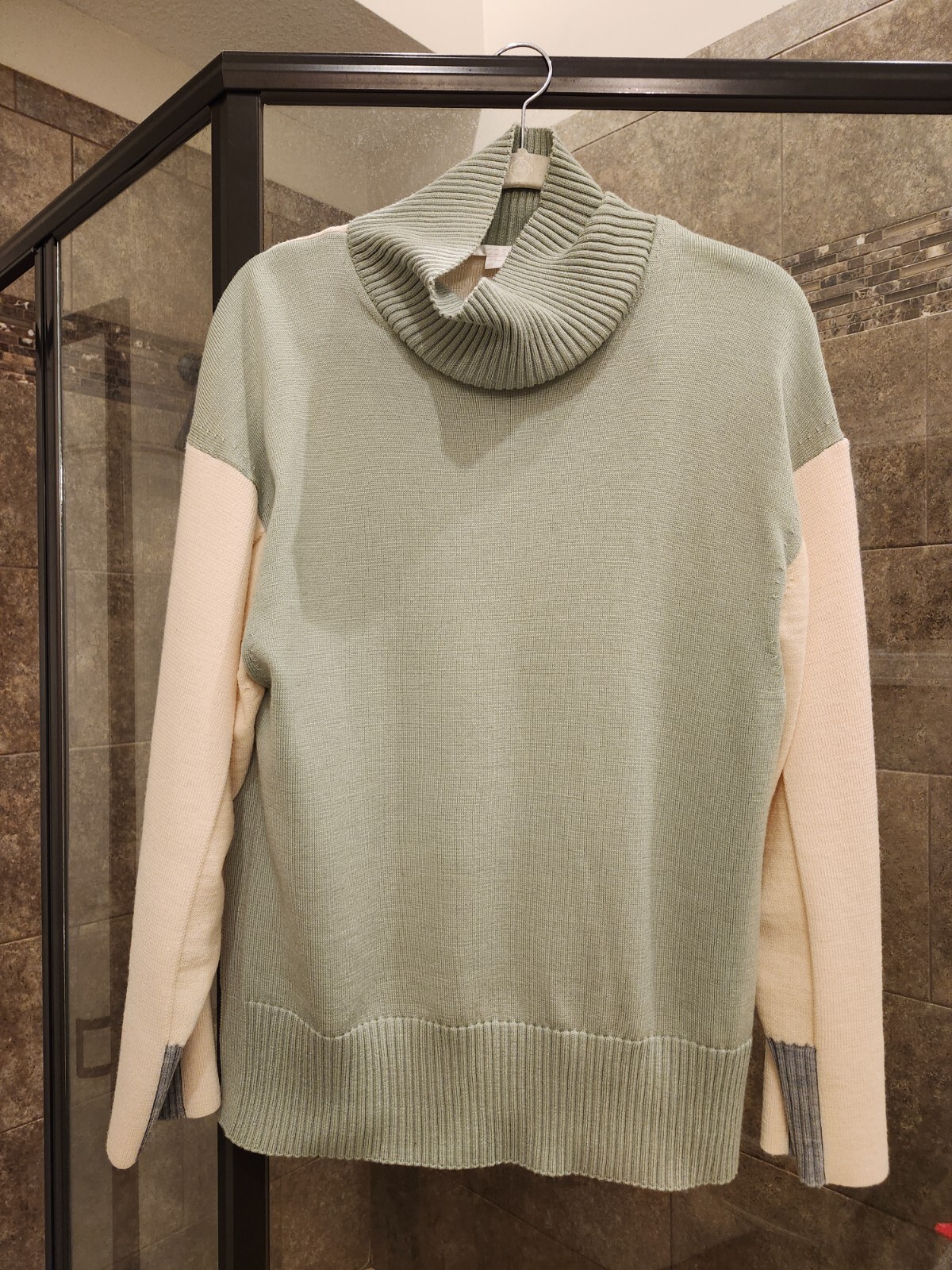COS 100% Wool Color Block Turtleneck Sweater X-small - Gem