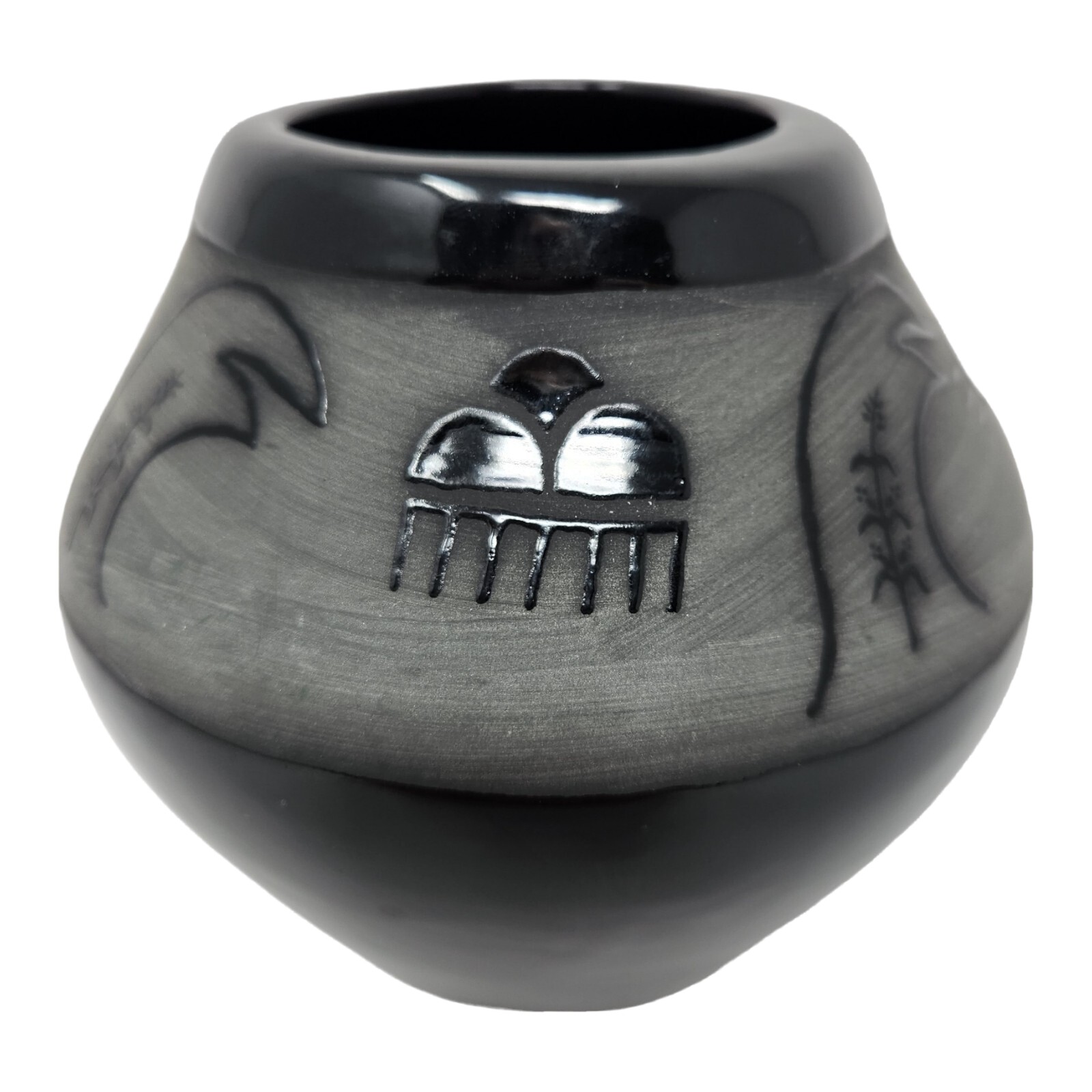 Maria Adelicia Black Pottery Vase Native American San Juan Pueblo ...