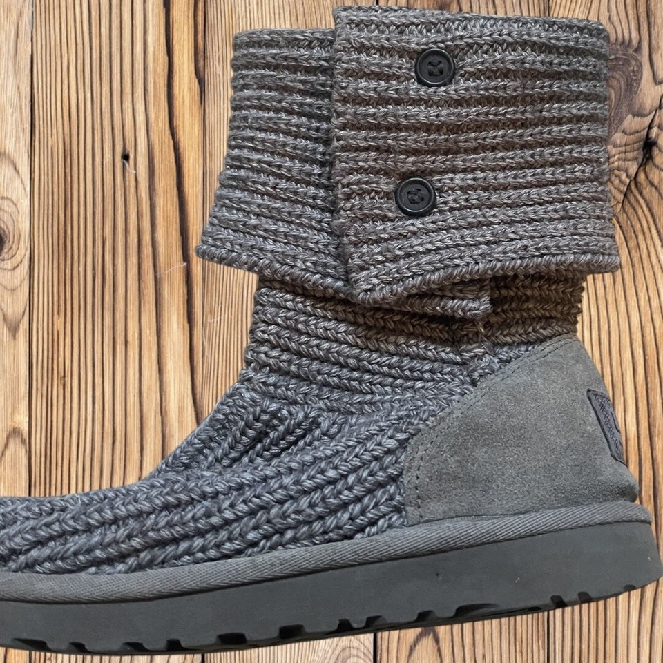 Ugg Australia Gray Classic Cardy Knit Boots | eBay