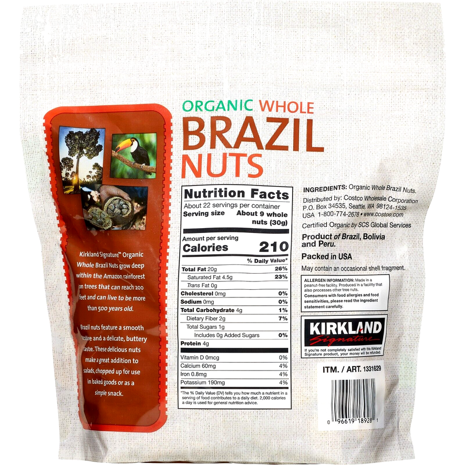 Kirkland Signature Organic Whole Brazil Nuts 24 oz 1.5lbs Kosher | eBay