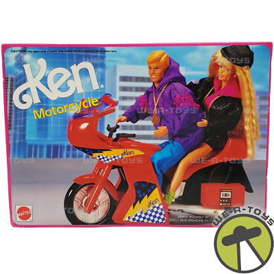 Barbie Ken Tethered RC Remote Control Red Motorcycle 1992 Mattel #8051 ...