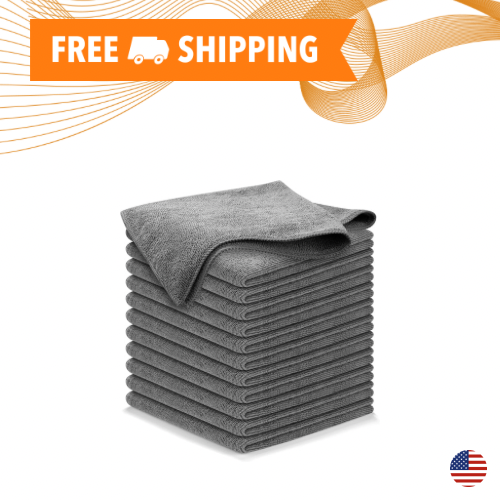 Microfiber Cleaning Cloth Grey - 12 Packs 12.6"x12.6" - High ...
