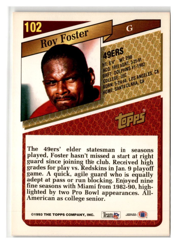 1993 Topps #102 Roy Foster | eBay