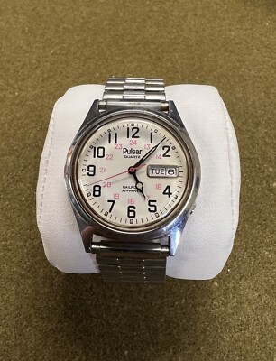 Vintage 1980s Pulsar By Seiko Y513-8159 Railroad Approved 36mm Quartz ...