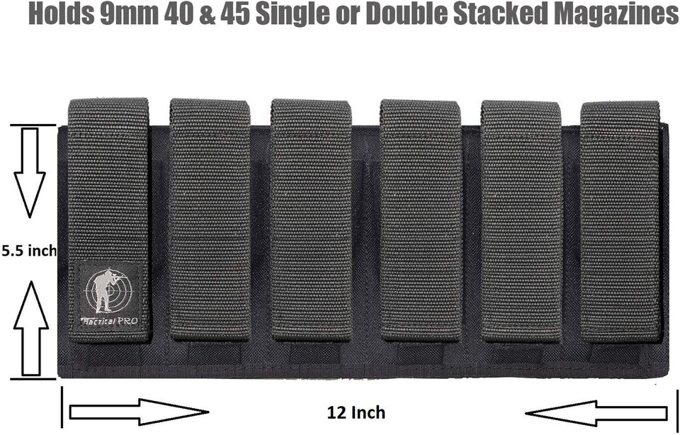 Six /6 Magazine Pouch Holder - 9MM / 40 S&W / 45 ACP Double Stacked ...