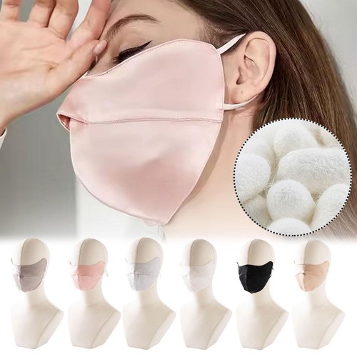 Real Silk Ice Silk Face Mask Uv Sun Protection Summer Adjustable ...
