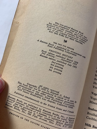 THE ONE POT DINNER - Hannah G. Scheel - 1971 PB | eBay