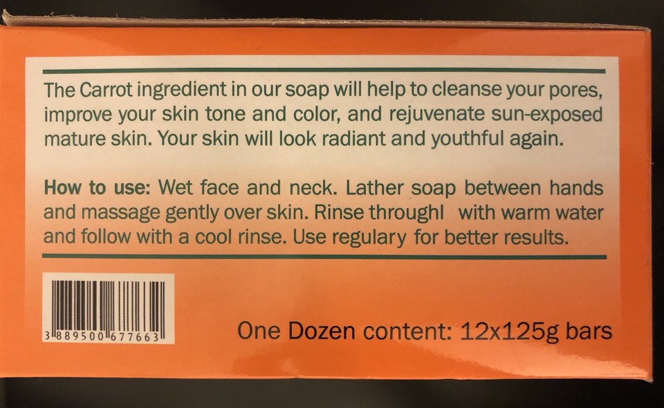 1 DOZEN Carrot Complexion Soap with Carrot Oil 12 BARS 125g Each FREE ...