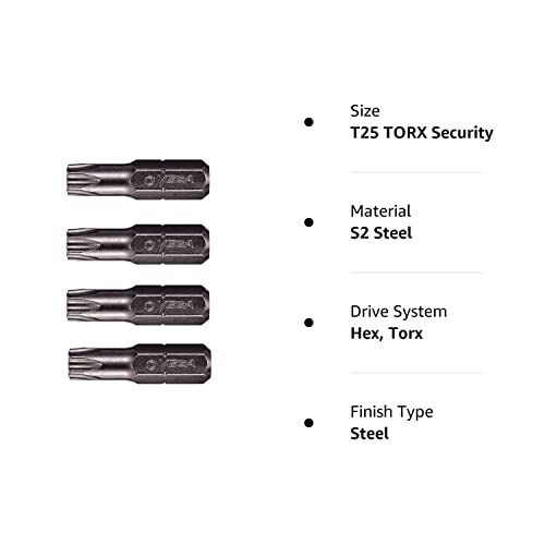 VEGA T25 TORX Security Bits. Professional Grade ¼ Inch Hex Shank TORX T ...