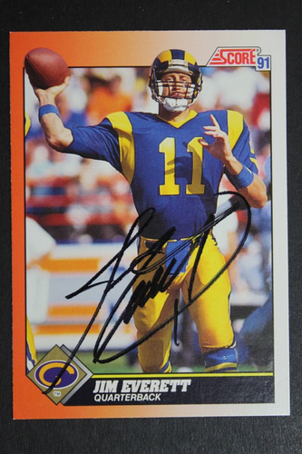 Jim Everett LA Rams Purdue Autographed 1991 Score #367 Signed Football ...