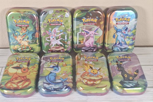 Pokemon Prismatic Evolutions Opened Mini Tins Empty No Packs, Set Of 8 ...