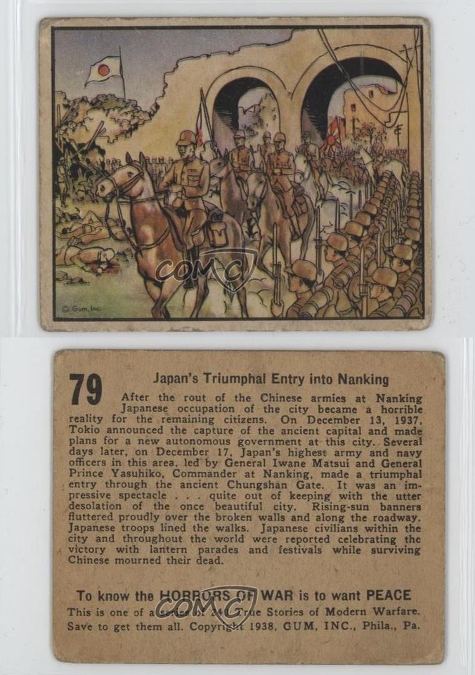 1938 Gum Inc Horrors of War R69 Japan's Triumphal Entry Into Nanking ...