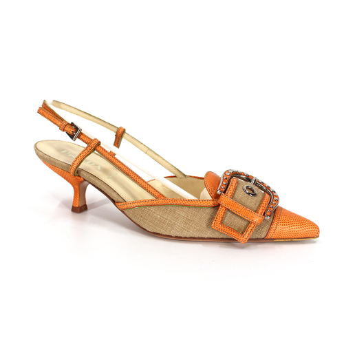 Prada Python Canvas Pumps NEW Mandarin Buckle Toe Slingback Kitten Heels 35.5 | eBay