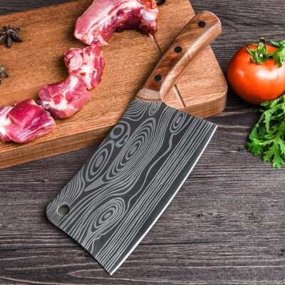 Meat Cleaver Laser Damascus Heavy Duty Chef Knives Butcher Big Bone ...
