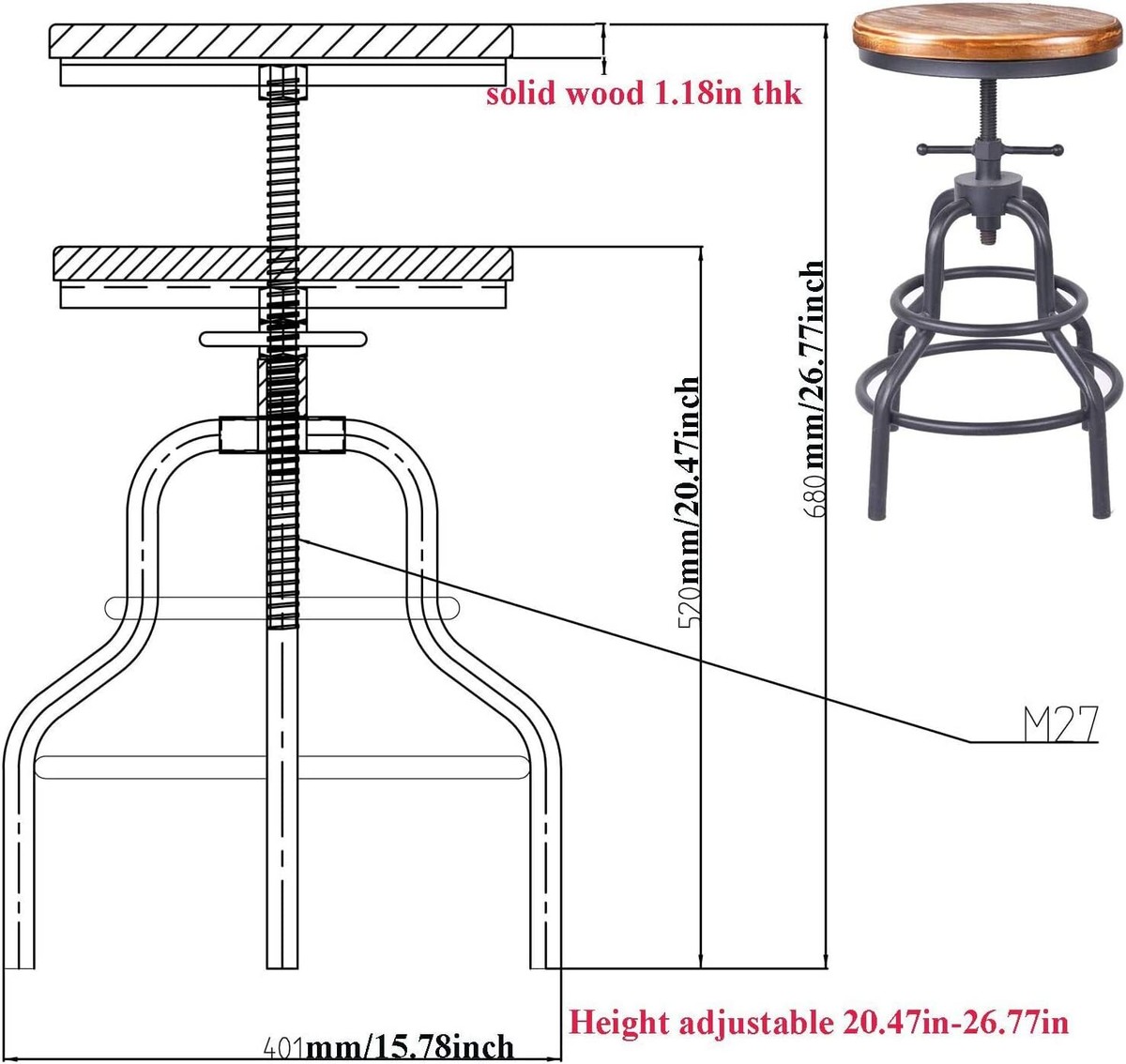Bar Stool Dimensions In Mm