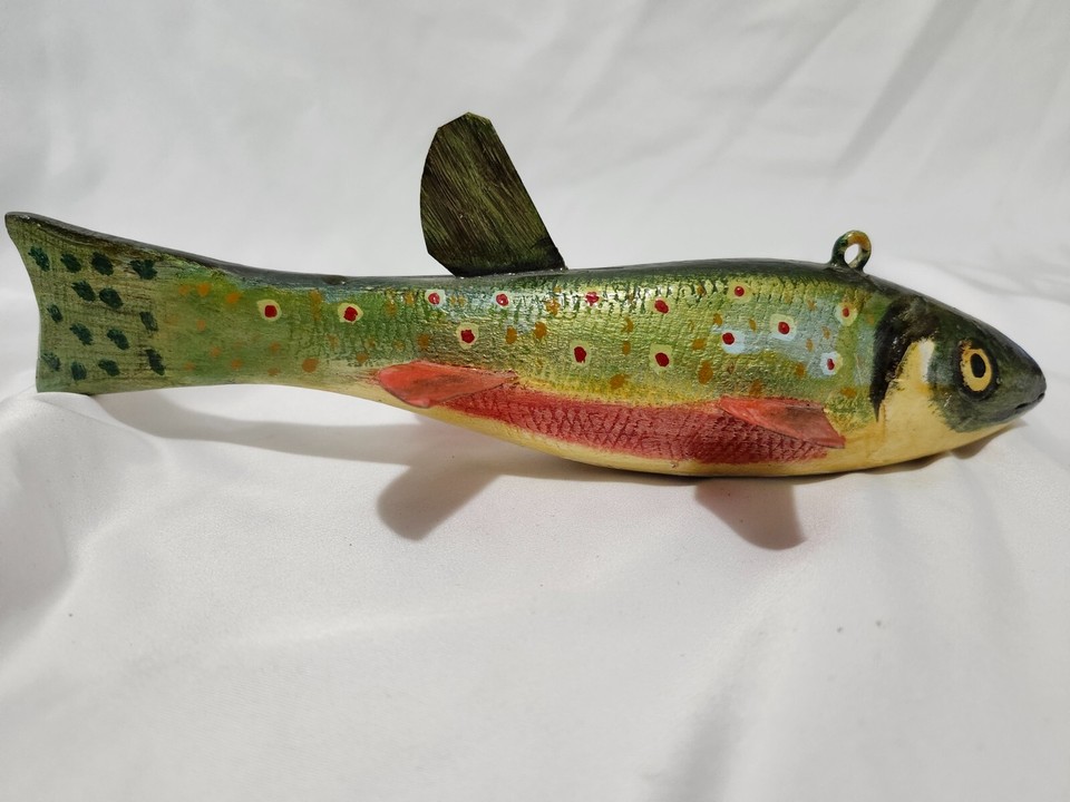 Tom Singleton Hand Carved & Painted Wood Trout Fish Decoy 10 inches | eBay