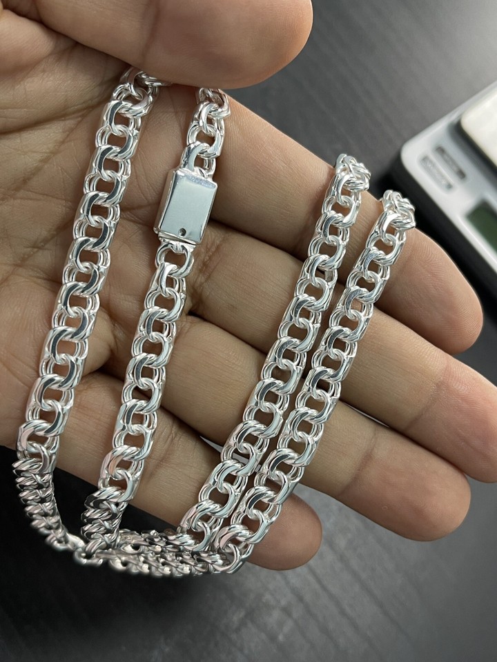 5mm 24 Inch 925 Sterling Silver 28.4 Grams chino link chain Hand Made ...