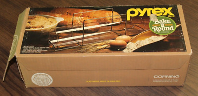 Vintage Pyrex Bake A Round Glass Bread Baking Tube w/ Rack #990 Corning ...