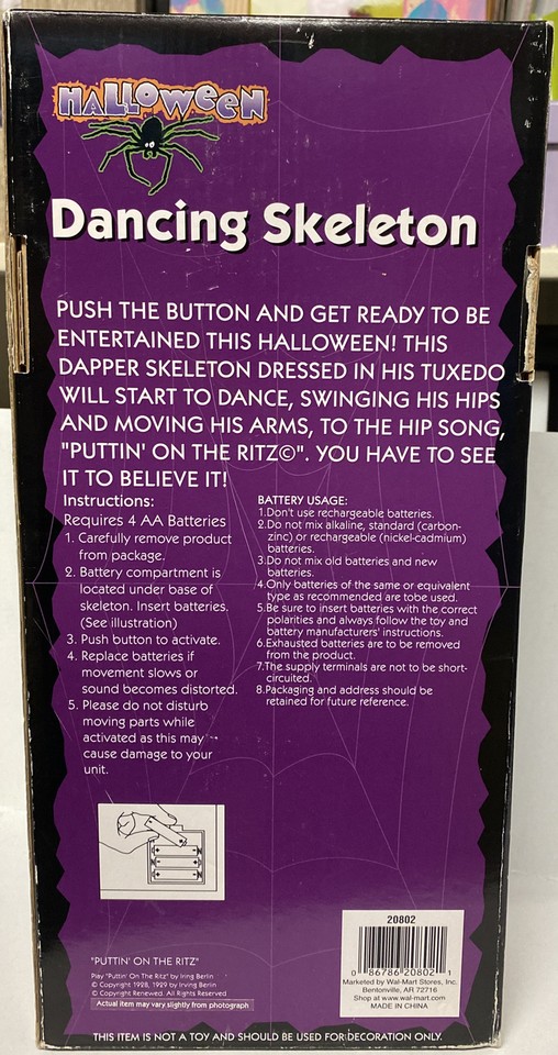 Animated Hula Hip Swinging Skeleton Puttin' On the Ritz Halloween 90s ...