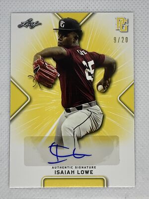 2021 LEAF PERFECT GAME AUTO ISAIAH LOWE YELLOW PAPER 9/20 | eBay