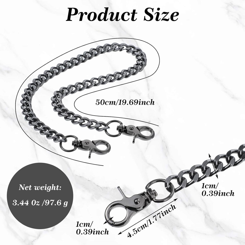 Heavy Duty Black Wallet Chain Punk Goth Keychain Belt Pants Chain for ...