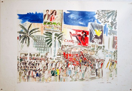 2000 CANNES FESTIVAL - ORIGINAL DRAWING by Marc AHR-PRINT 16/100 - 54 X ...