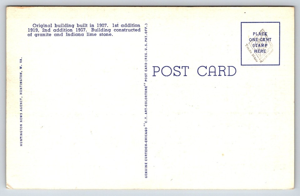 Postcard WV Huntington US Post Office Old Cars Mail Drop Boxes Vintage ...