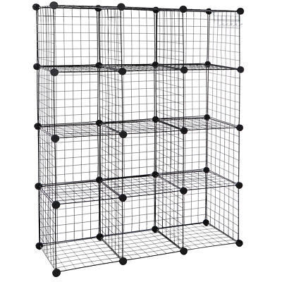 12-Cube Wire Cube Storage Organizer Shelving Wire Shelves Rack Modular ...