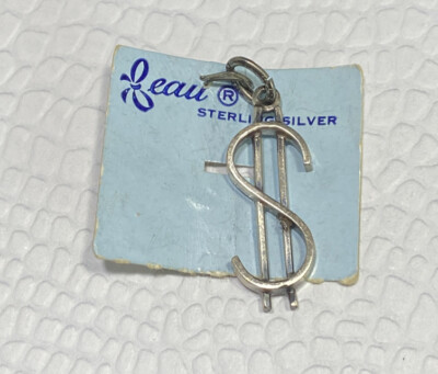 Vintage Beau Dollar Sign Sterling Silver Charm Original Tags Signed | eBay