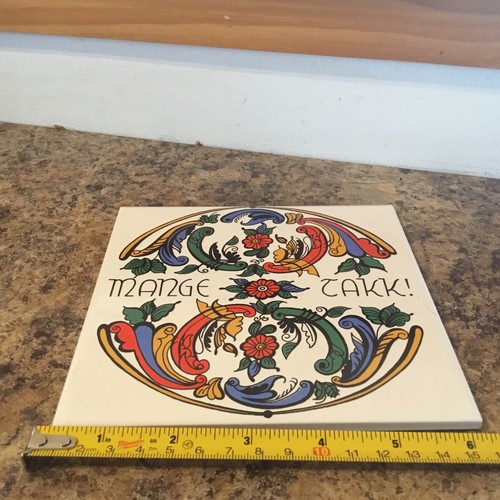 Vintage Figgjo Norway / Norwegian Rosemaling Folk Art Tile Table Trivet ...