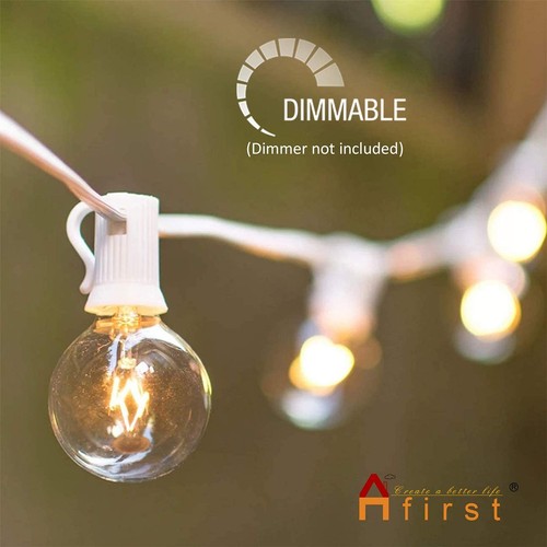 Afirst Outdoor String Lights 50FT with 53 Globe Bulbs Patio String ...