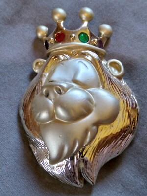 Vintage AJC King Of The Jungle Lion With Crown Gold Tone Brooch. | eBay