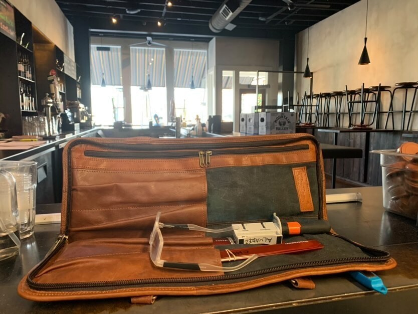 Genuine Natural Leather Knife Culinary Bag Carry Storage Chef Organiser ...