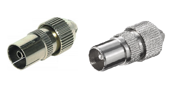 1 X MALE 1 x Female TV COAX ARIEL CONNECTOR PLUGS TV AERIAL FOR CABLE ...