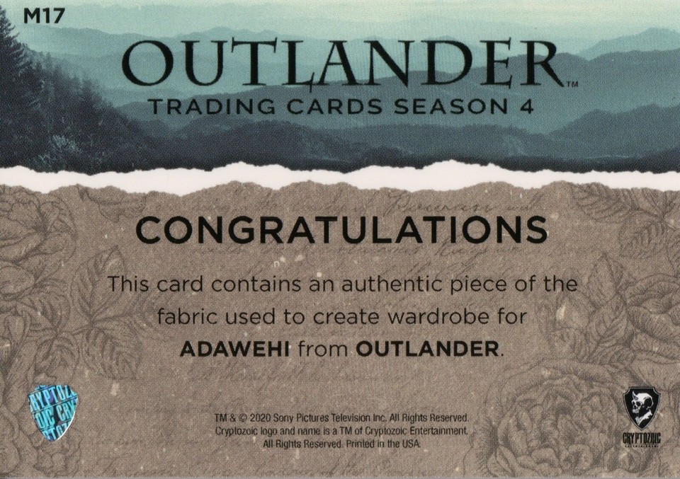 Outlander Season 4, Tantoo Cardinal (Adawehi) Wardrobe Card M17 | eBay