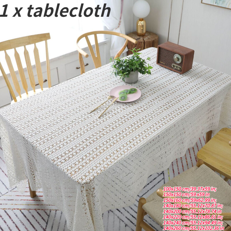 Crochet Rectangular Tablecloth Lace Table Cover Elegant Kitchen ...