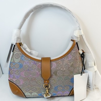 COACH Rainbow Crystal Hamptons Hobo Bag In Signature Jacquard NWT Ships ...