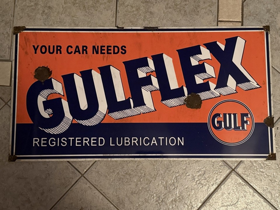 Antique-barn Find Look Gulf Gasoline Gulfflex Motor Oil Dealer Sales ...