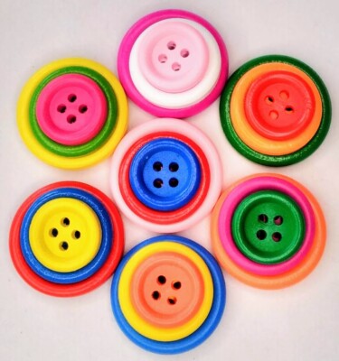 Wooden 4 Holes Bright Colours Buttons15mm, 20mm, 25mm, 30mm Sewing ...