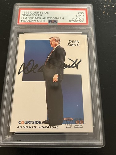 1992 Courtside Dean Smith PSA/DNA NM 7 W/ 9 Auto On Card North Carolina ...