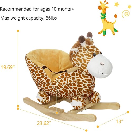 Kids Plush Rocking Horse Giraffe Ride-On Chair Toy Baby Rocker W ...
