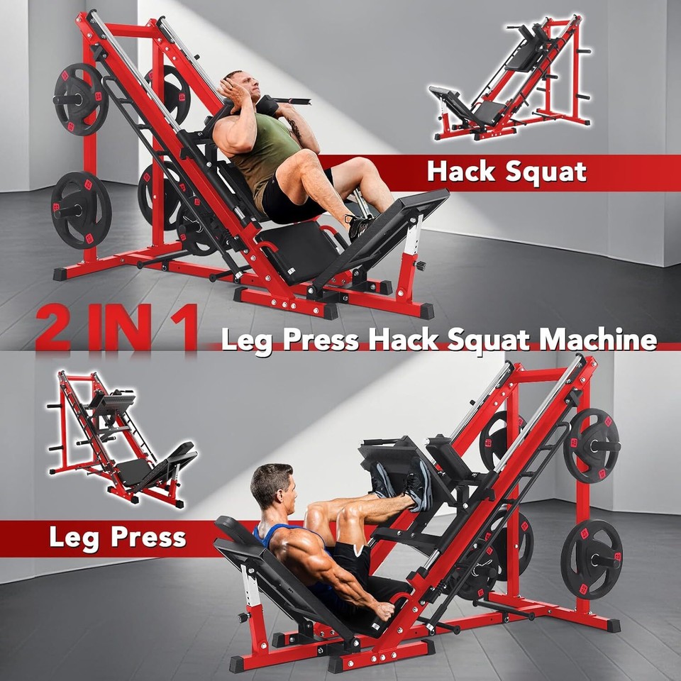 2-In-1 Hack Squat&Leg Press Machine, Heavy-Duty Lower Body Training ...