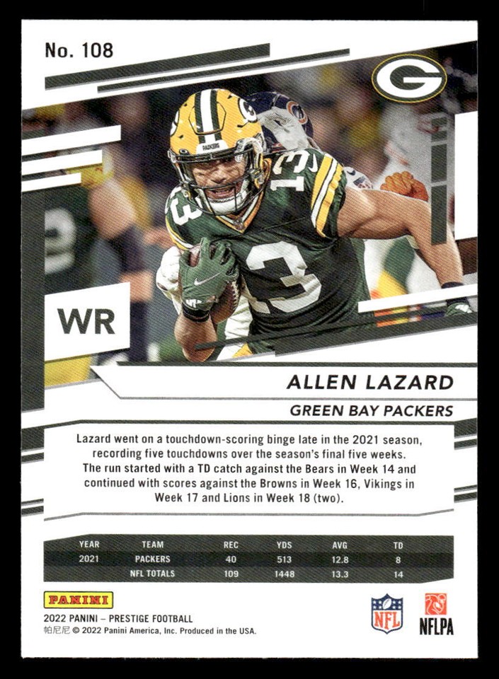 Allen Lazard 2022 Panini Prestige #108 Green Bay Packers | eBay