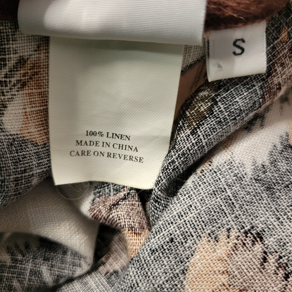 Hot Cotton Linen Jacket Top Shacket Womens Small Drawstring Hem Full ...