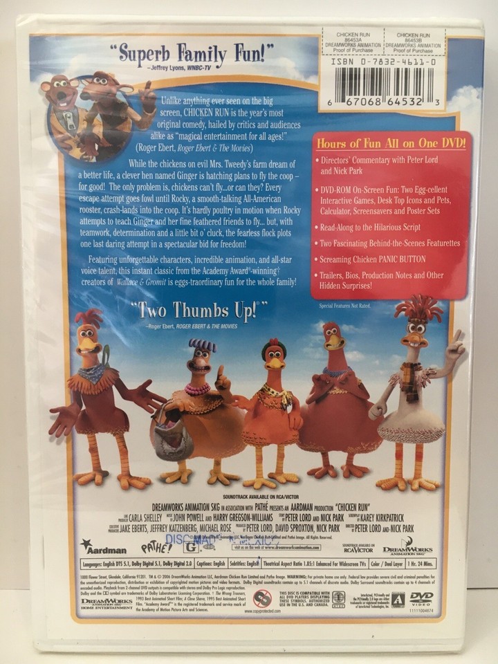 Chicken Run (DVD, 2006, Widescreen) Lots Of Extras! Brand New! Factory ...