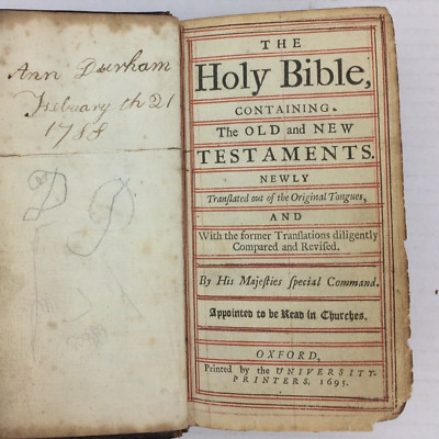 Holy Bible 1695 Old New Testaments PSALMS Hopkins University Printers ...