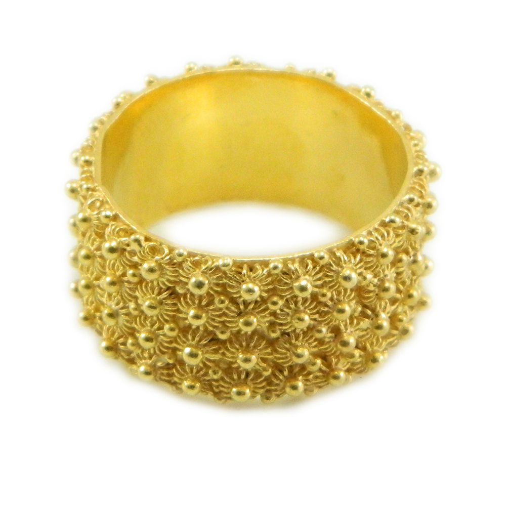 Faith Sarda Ring Sardinia Filigree Band 4 Row Turns Silver Golden 925 ...